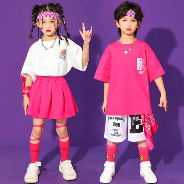 Pink hiphop dance costumes for Girls rapper singers children school ...