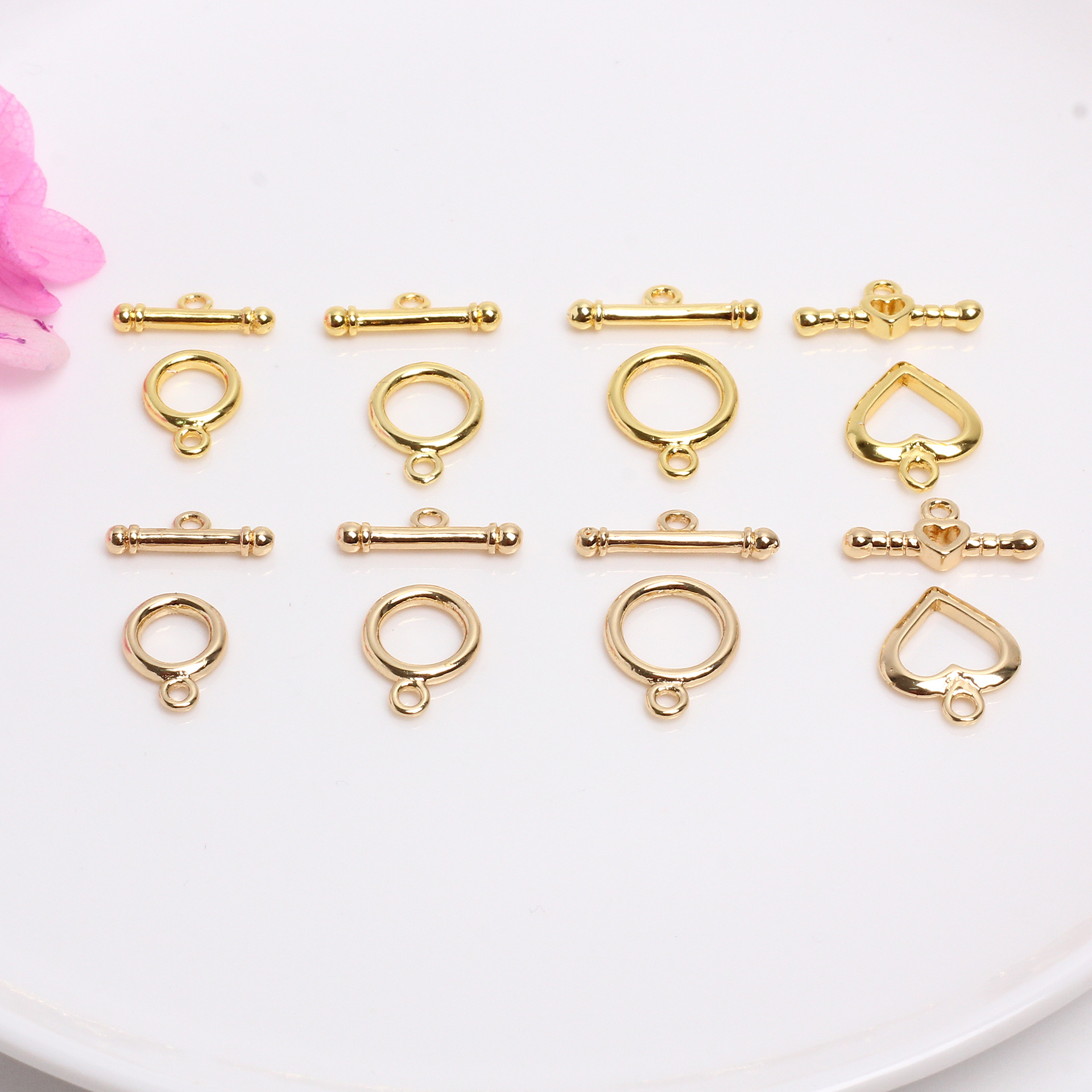 14k/18k包金保色爱心OT扣 diy手工饰品配件 IQ项链手链收尾连接扣-阿里巴巴