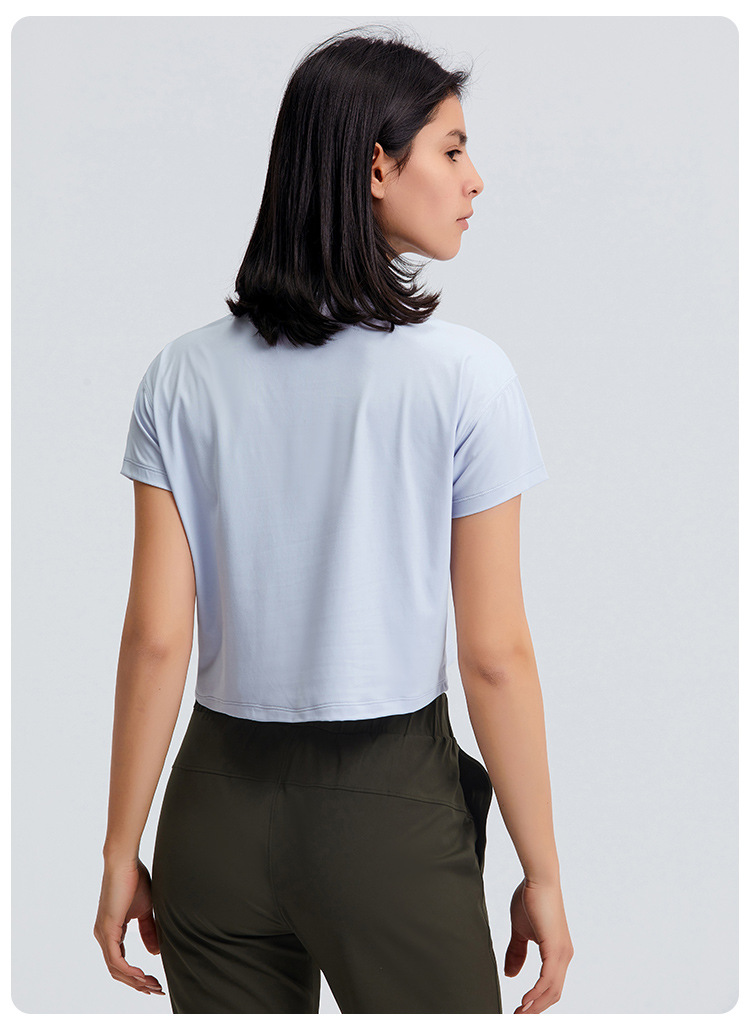 亚马逊春季新款瑜伽上衣女运动宽松透气跑步运动健身短袖DS071-阿里巴巴