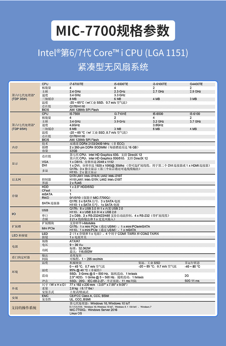 研华工控机无风扇嵌入式工控机MIC-7700/770无风扇工业电脑批发-阿里巴巴