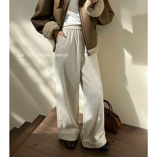 T-PLATFORM 韩系加厚显瘦显腿长2024年冬季新款垂感休闲裤女22386-阿里巴巴