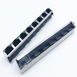 RJ56卧式连体网络接口1*8带灯带屏蔽8P8C RJ45八口水晶头座子全铜-阿里巴巴