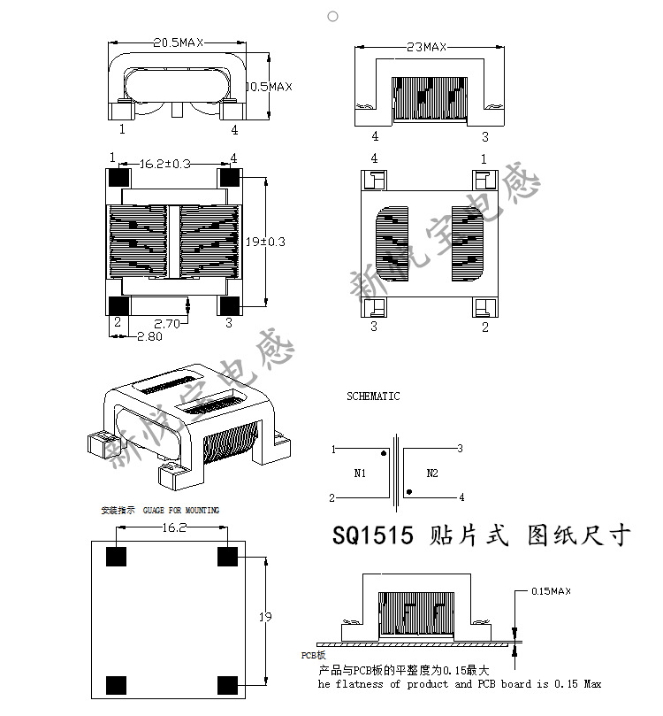 SQ扁平线共模电感SQ1010 SQ1012 SQ1212 SQ1314 SQ1515 SQ1918-阿里巴巴