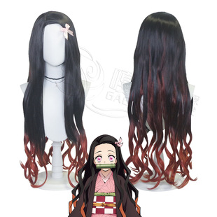 鬼灭之刃动漫 人物角色 灶门妳豆子cos假发 渐变渐变长卷发现货秒-阿里巴巴