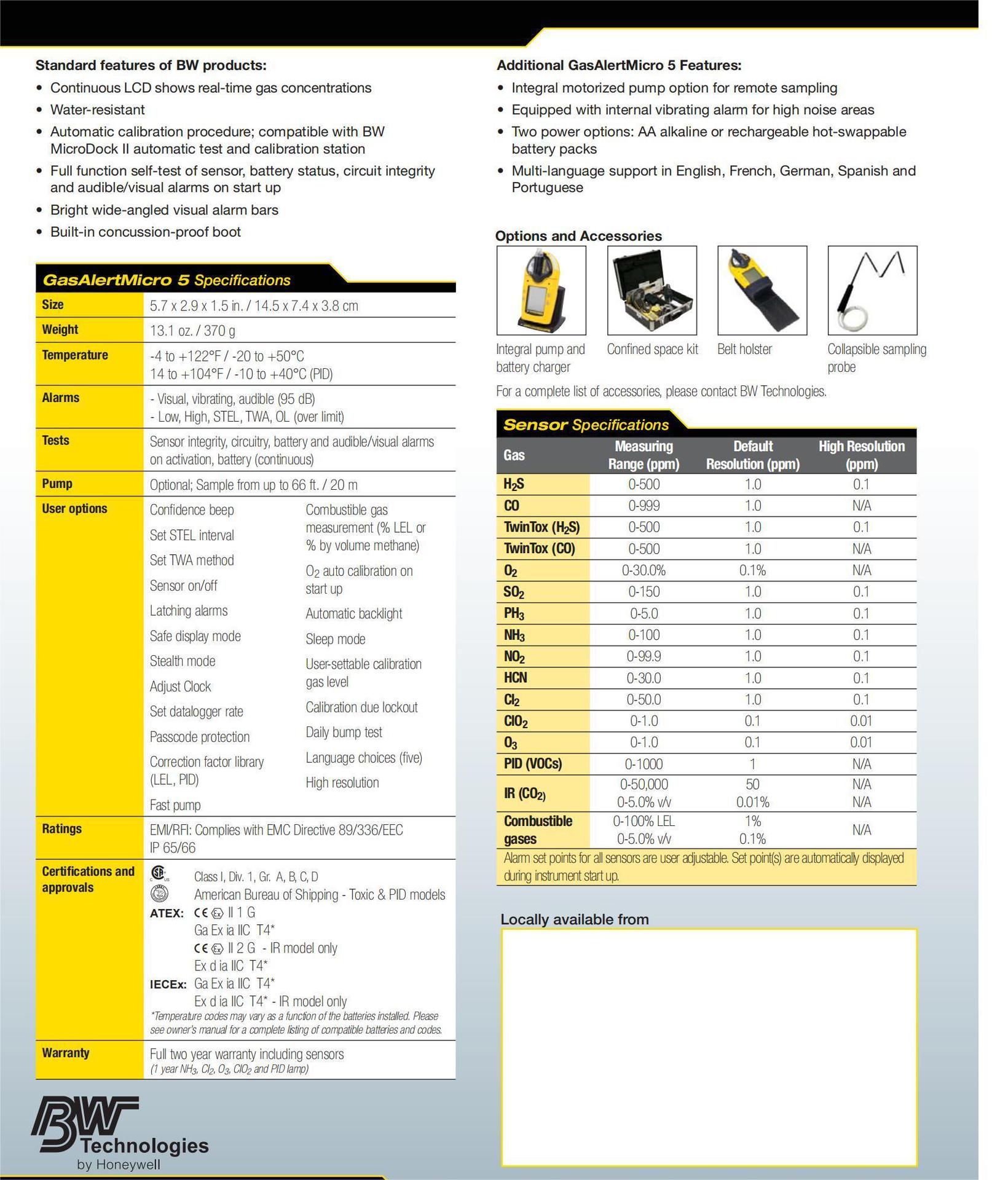 Honeywell霍尼韦尔GasAlertMicro 5 Series便携式气体探测器-阿里巴巴