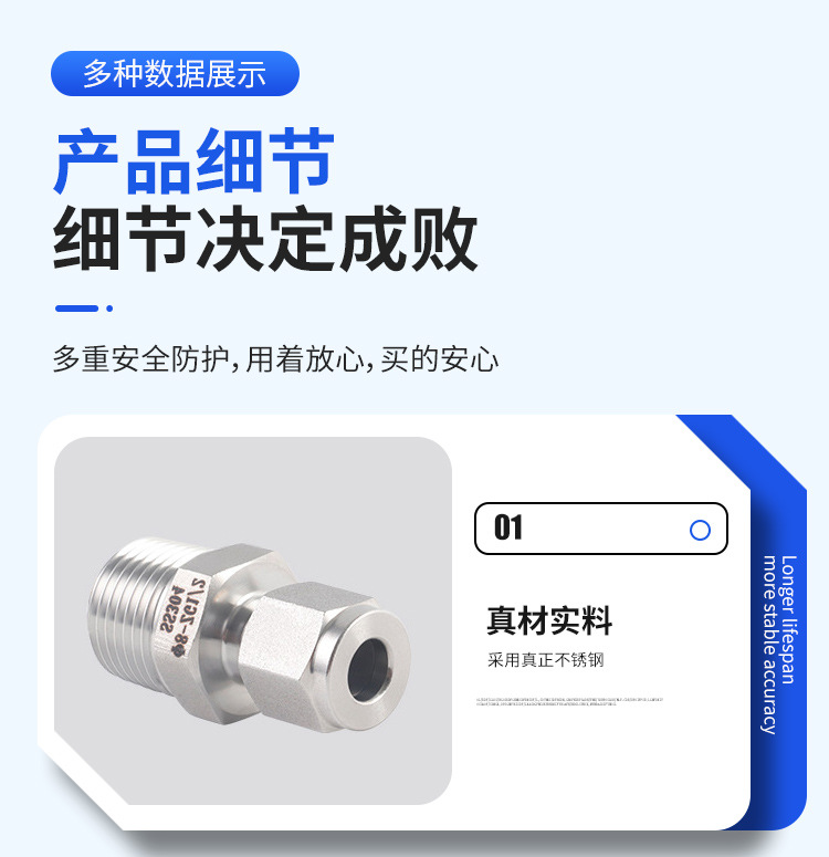 304不锈钢单卡套终端接头ZG1/8-6 ZG1/4-8卡套式直通管接头批发-阿里巴巴