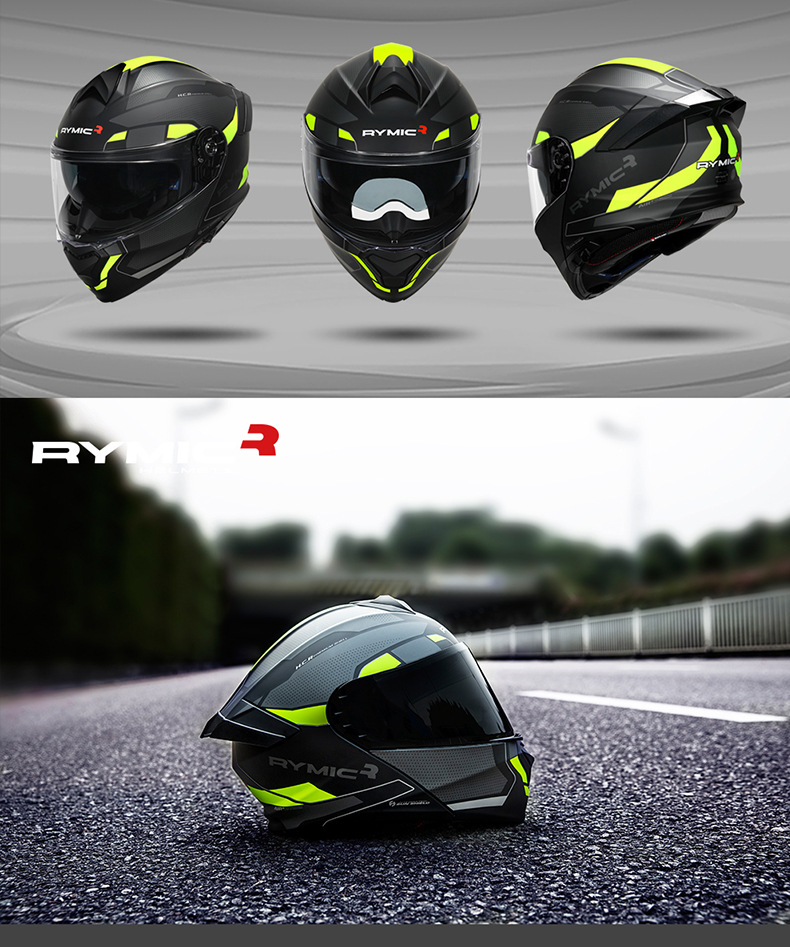 RYMIC睿觅揭面盔男摩托车头盔游侠机车全盔双镜片防雾3c认证-阿里巴巴