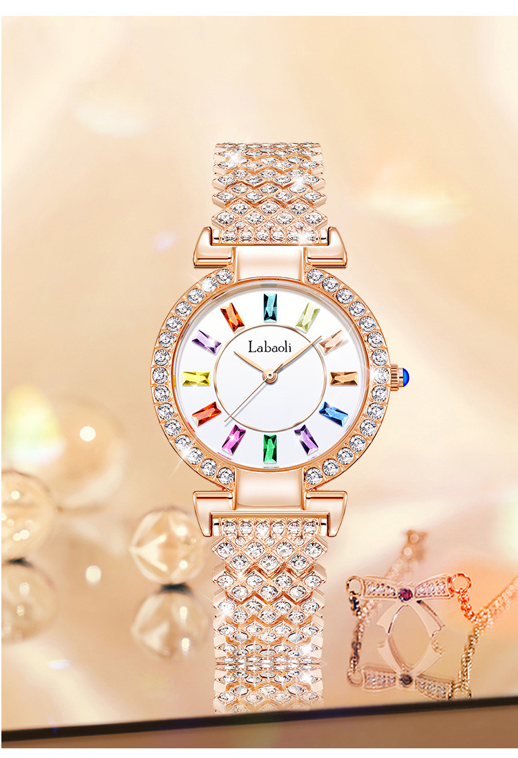 Labaoli拉宝丽新款彩钻手表女直播爆款镶钻轻奢手表时尚防水腕表-阿里巴巴