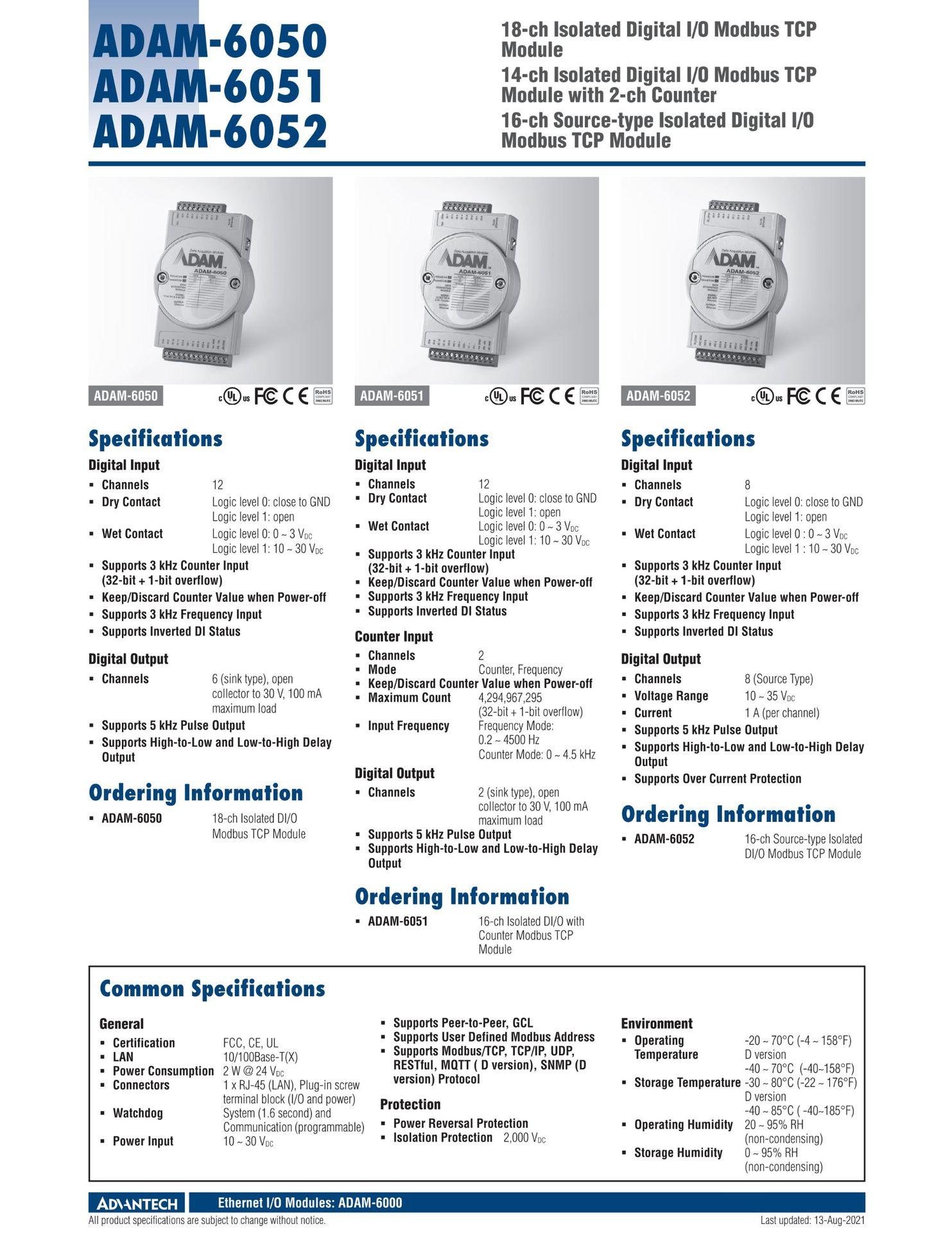 研华 ADAM-6050/6051/6052/6060/6066 模拟量数字量输入I/O模块-阿里巴巴