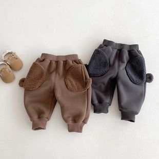 【不退不换】儿童加厚卫裤0-5岁冬韩国童装男童纯色加绒卫裤AK476-阿里巴巴