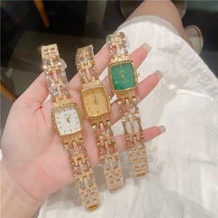 Cacaxi 新款方形小绿表休闲石英女士手表中古轻奢小众腕表 A252-阿里巴巴