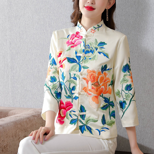 Chinese Dress floral Qipao Tang Suit for women embroidered jacket ...