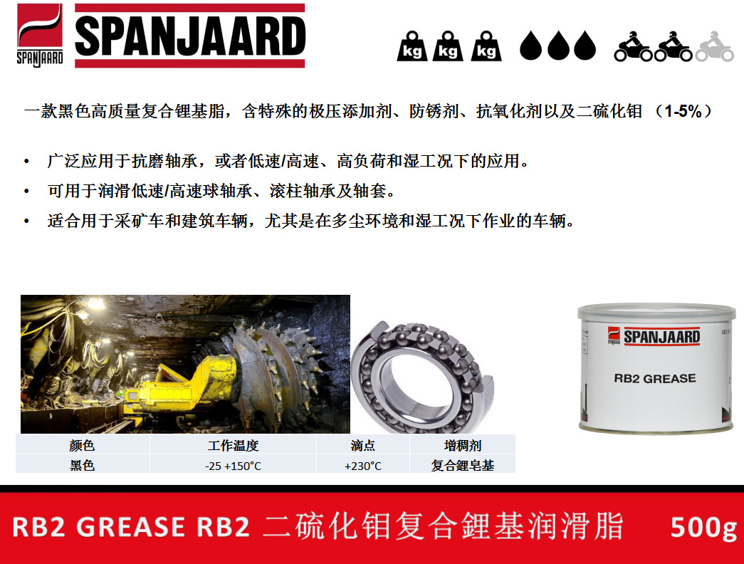 史班哲RB2 Grease二硫化钼复合锂基润滑脂高速球轴承采矿车润滑脂-阿里巴巴