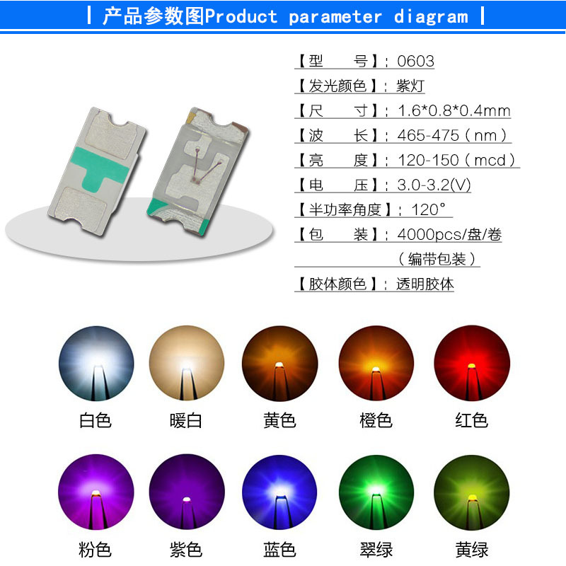 超高亮 贴片LED 0603紫色 0603紫光 1608紫灯 指示灯 SMD LED灯珠-阿里巴巴