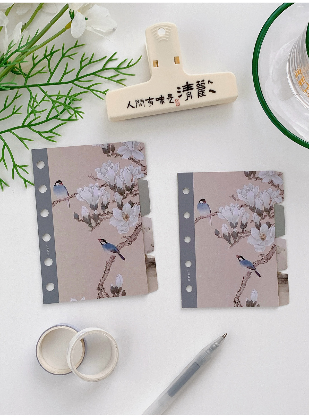 淡雅国风M5A7古风诗词活页本手帐本索引页隔板垫板 6孔5孔分隔板-阿里巴巴