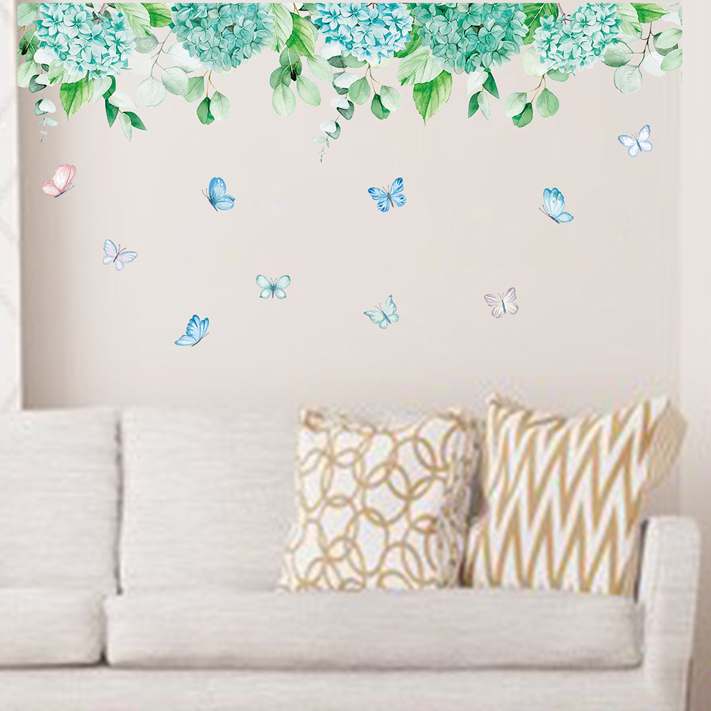 绿植藤蔓蝴蝶自粘PVC贴纸 JS-N0跨境定 制客厅卧室窗户装饰墙贴-阿里巴巴