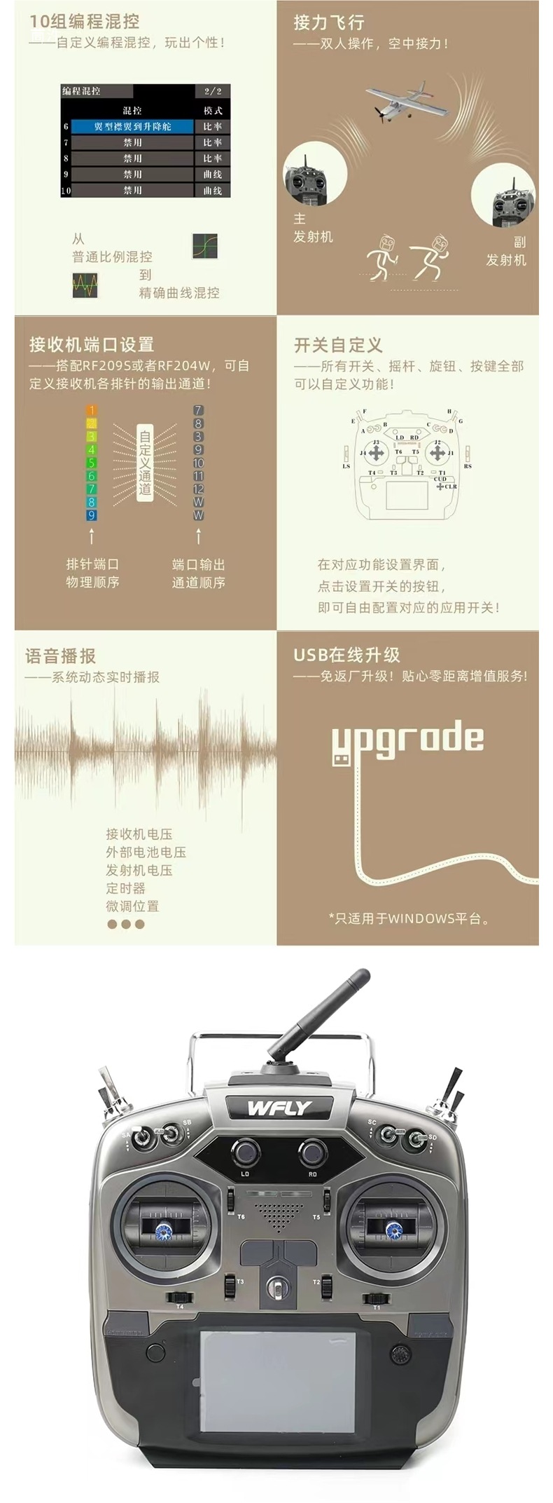 WFLY天地飞ET16S航模遥控器 固定翼FPV穿越机兼容多协议黑羊高频-阿里巴巴