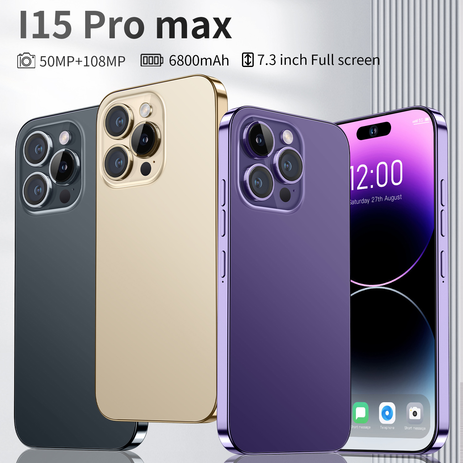 跨境手机 I15 pro max 7.3英寸真4G 八核 安卓10 8MP+13MP 6+128-阿里巴巴