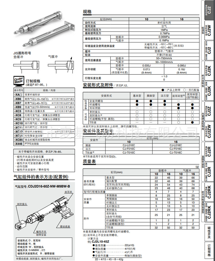 SMC迷你气缸CJ2B/CDJ2B10-10/20/25/30/40/50/60/70/75/100Z-B-阿里巴巴