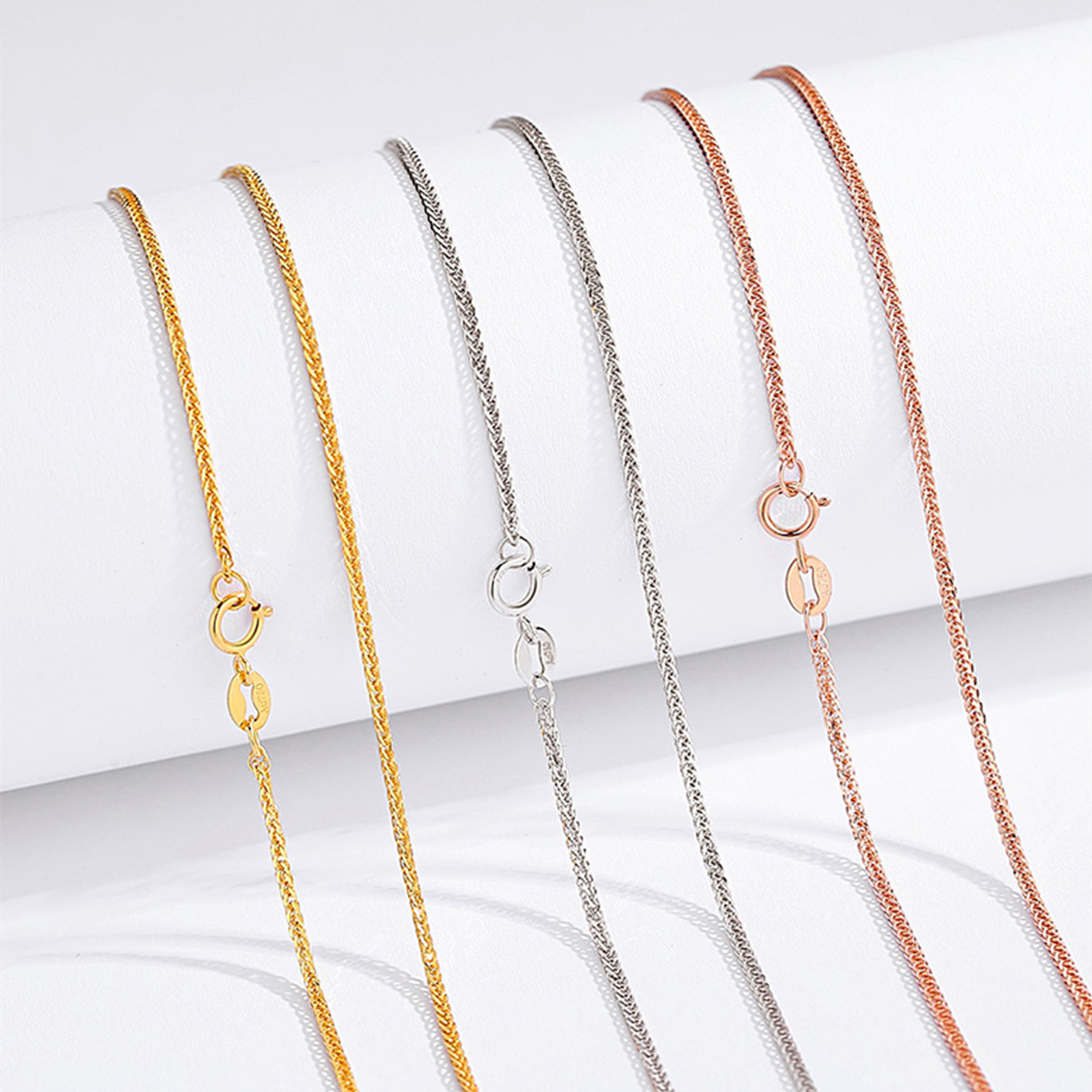 s925银车花肖邦链女百搭素链彩金18k锁骨毛衣单链可调节厂家批发-阿里巴巴