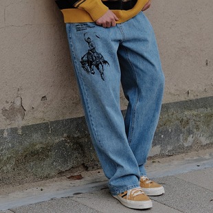 RETROMIND 2024 秋季蓝色印花牛仔裤 TK-10021-阿里巴巴