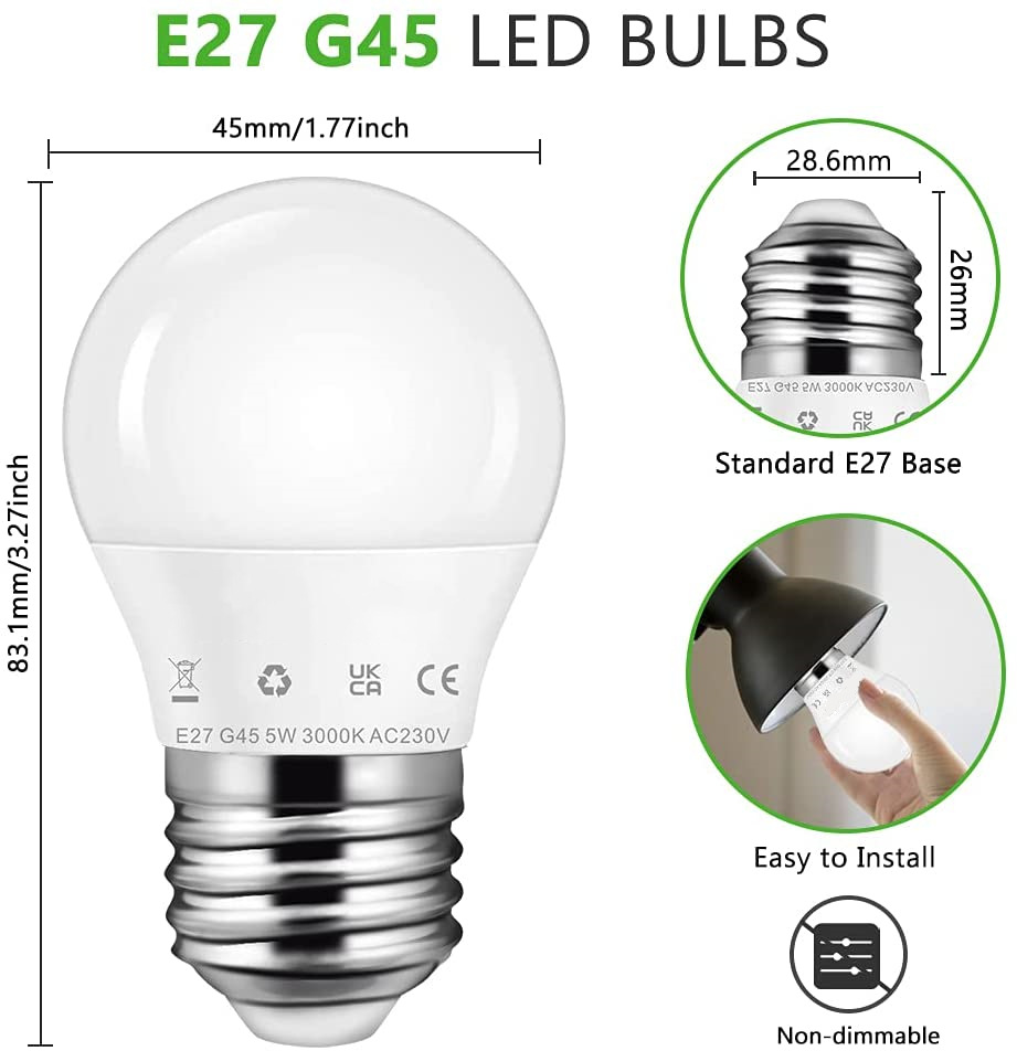 跨境专供LED塑包铝G45迷你小球泡灯E14E27螺口台灯床头灯光源高亮-阿里巴巴