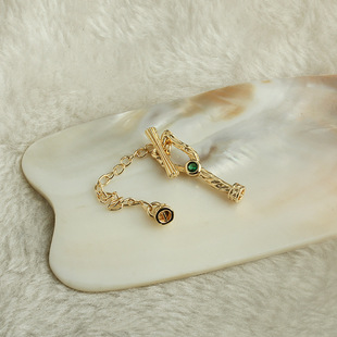 14k包金保色单锆石复古不规则带链OT扣 diy手工饰品配件 收尾连接-阿里巴巴