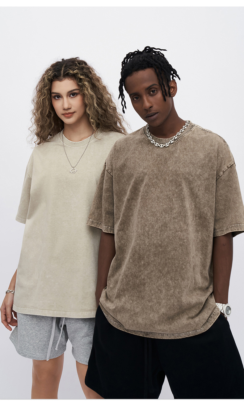 RFSD男装|巴家平替285G重工水洗蜡染圆领短袖美式重磅潮牌T恤男-阿里巴巴