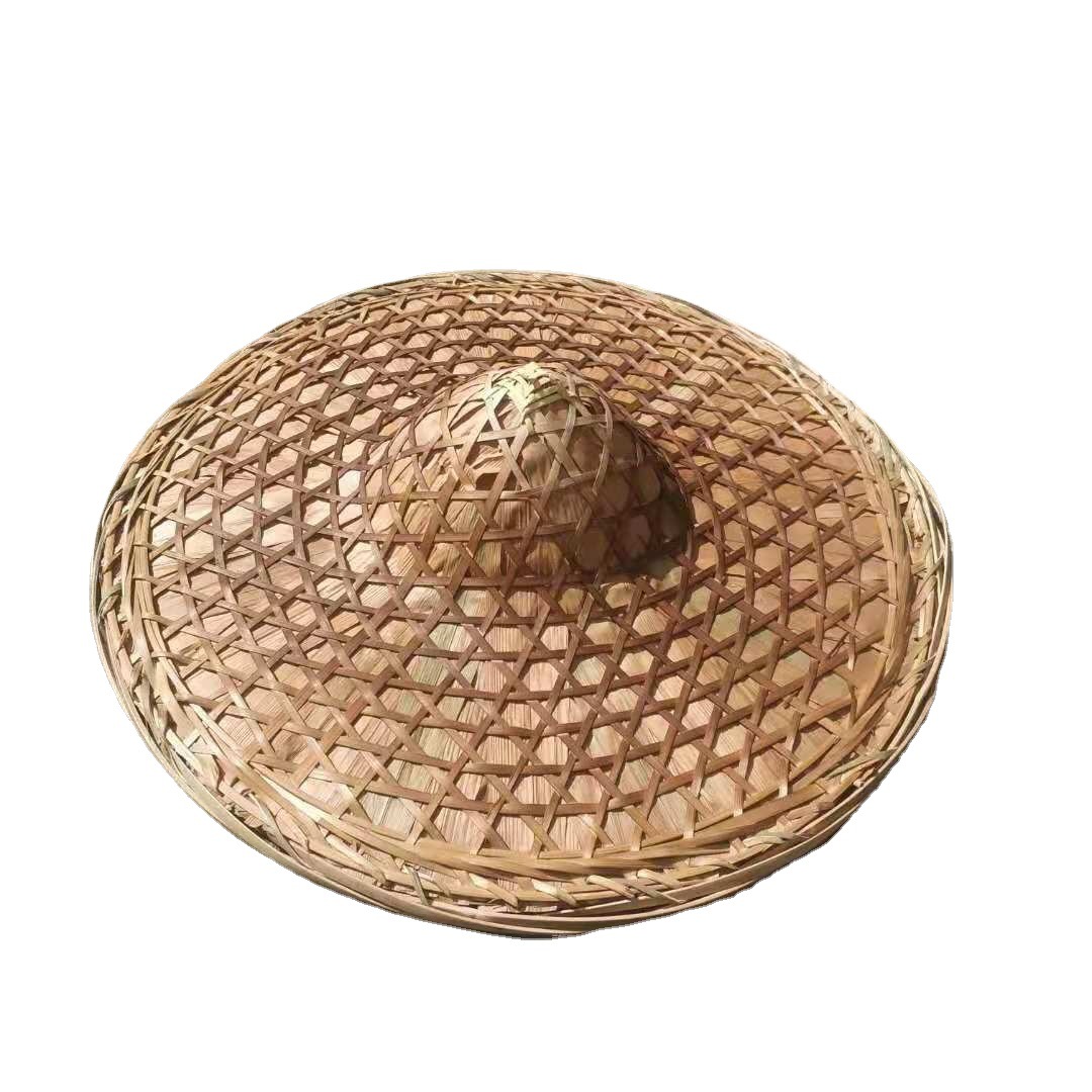 Bamboo-woven round pointed rain-proof sun-proof hat