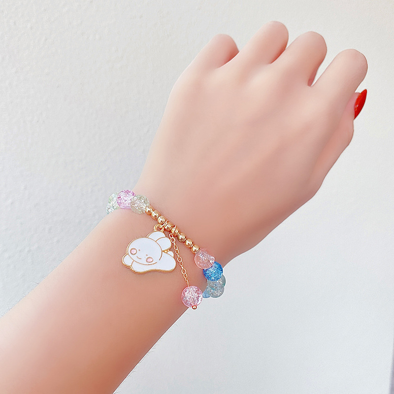 Cartoon children bracelet female baby cute girls princess glass beads ...