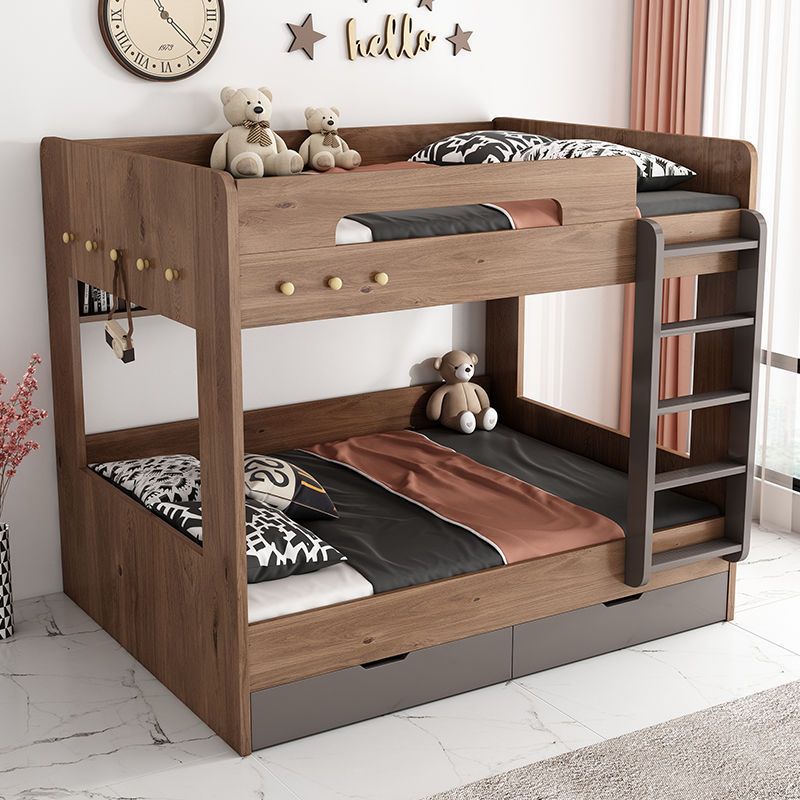 Modern simple high and low bed up and down bed Nordic log mother bed ...