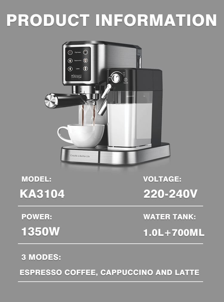 DSP/丹松 意式咖啡机半自动小型家用打奶泡办公室咖啡机KA3104-阿里巴巴