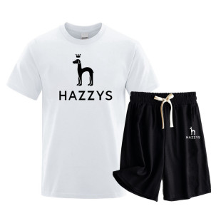 欧美街头潮牌HAZZYS 哈吉斯男式2025夏季宽松情侣棉短袖T恤套装-阿里巴巴