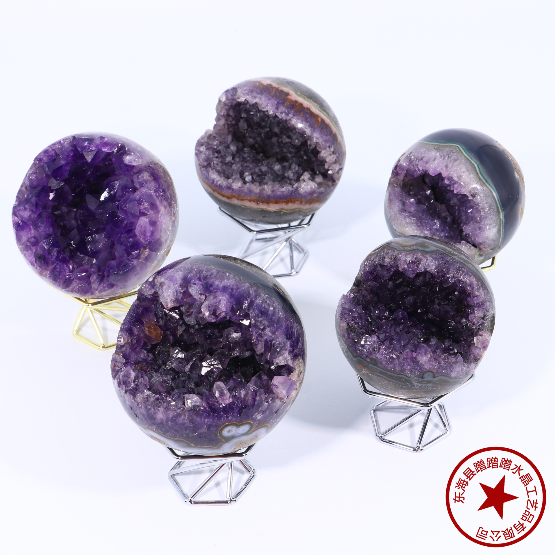 Natural purple crystal cluster open smile purple crystal hole ...