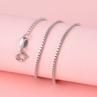 S925纯银项链0.6-1.5m盒子链细链盒仔方格链锁骨链素银无吊坠批发-阿里巴巴