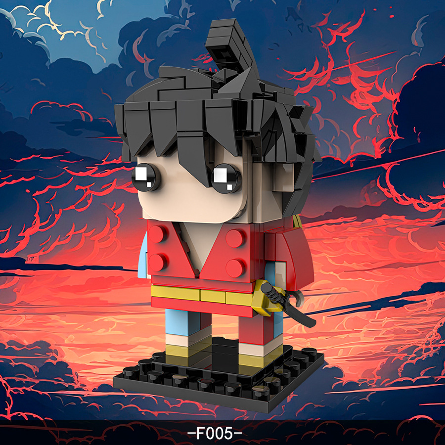 MOC Player One Piece Luffy Building Blocks Square Head Boy Pumper Gift ...