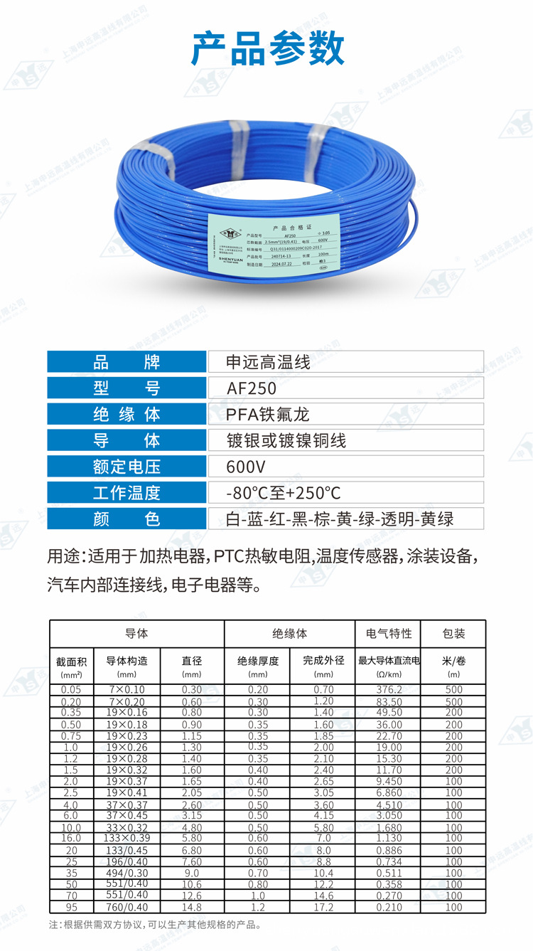 铁氟龙线 pfa电线电缆 高温线AF-250 2.5平37/0.30 100米量大优-阿里巴巴