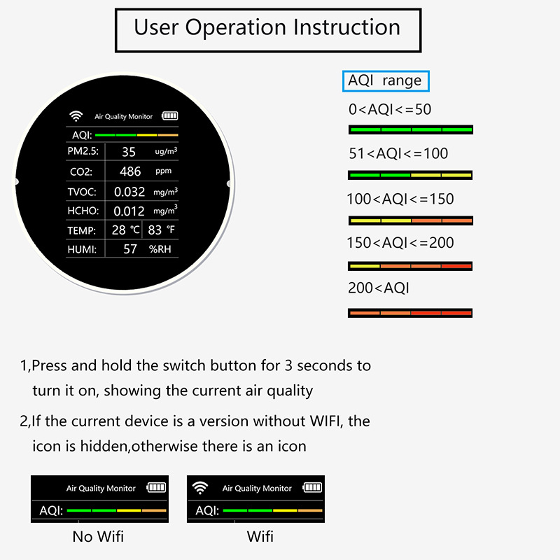 空气质量检测仪多功能CO2异味NDIR涂鸦WIFI手机互联历史记录日历-阿里巴巴