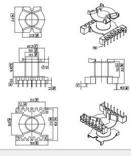 PQ3530电木骨架铁氧体磁芯电源立式6+6针排距37mm-阿里巴巴
