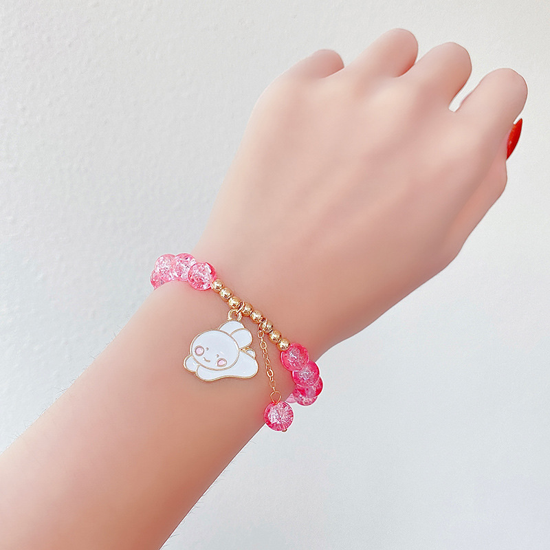 Cartoon children bracelet female baby cute girls princess glass beads ...
