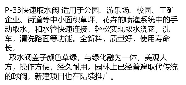 美国雨鸟P-33快速取水阀 地插式手动快速取水器 洒水栓方便体-阿里巴巴