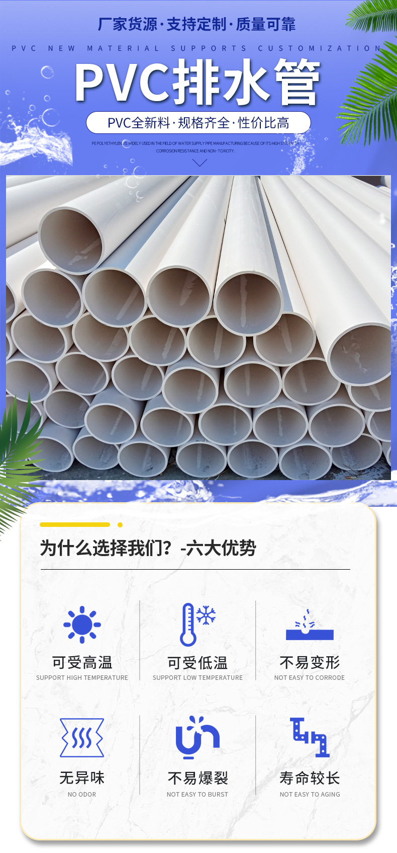 厂家供应75PVC给水排水管塑料管生产厂家塑料园林灌溉管现货PVC管-阿里巴巴