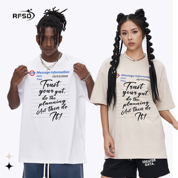 RFSD男装|2024夏季新款潮牌街头美式T恤丝印字母印花宽松短袖T男-阿里巴巴