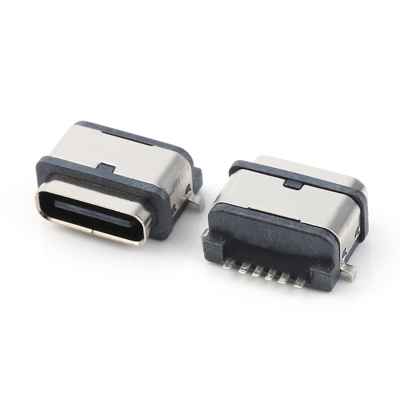 TYPE C2P防水母座全塑焊线式 线长可选带耳螺丝孔 TYPE-C防水母座-阿里巴巴