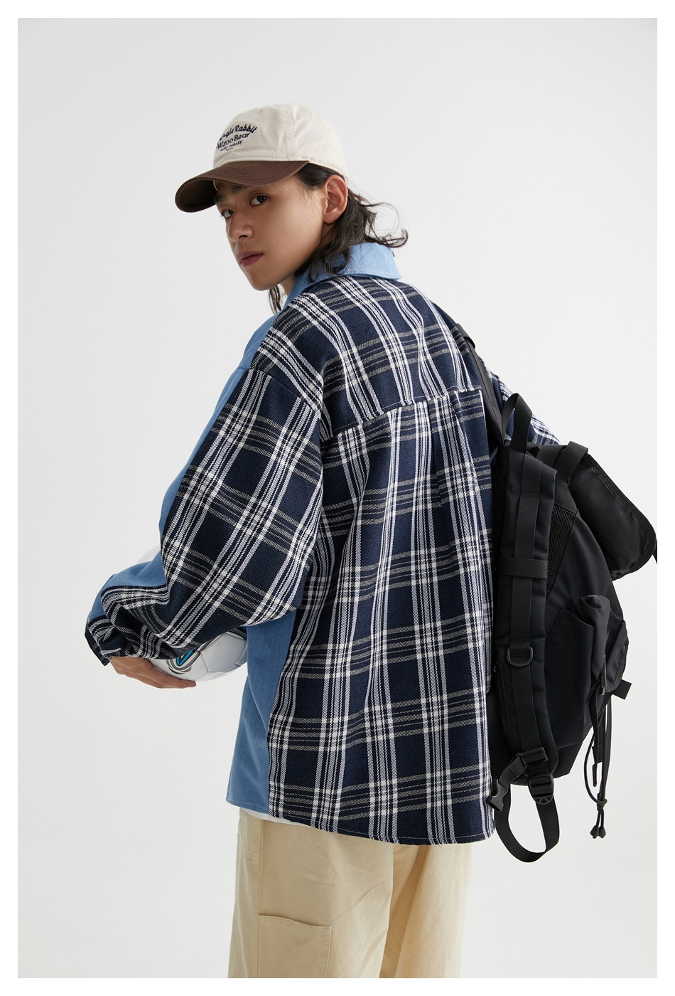 NotBrand国潮日系复古衬衫男士百搭休闲拼接格子长袖衬衣CS94114-阿里巴巴