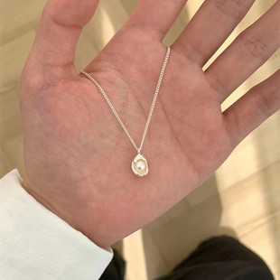 原创设计ins淡水珍珠小银豆项链s925银镀18K金轻奢小众豆荚锁骨链-阿里巴巴