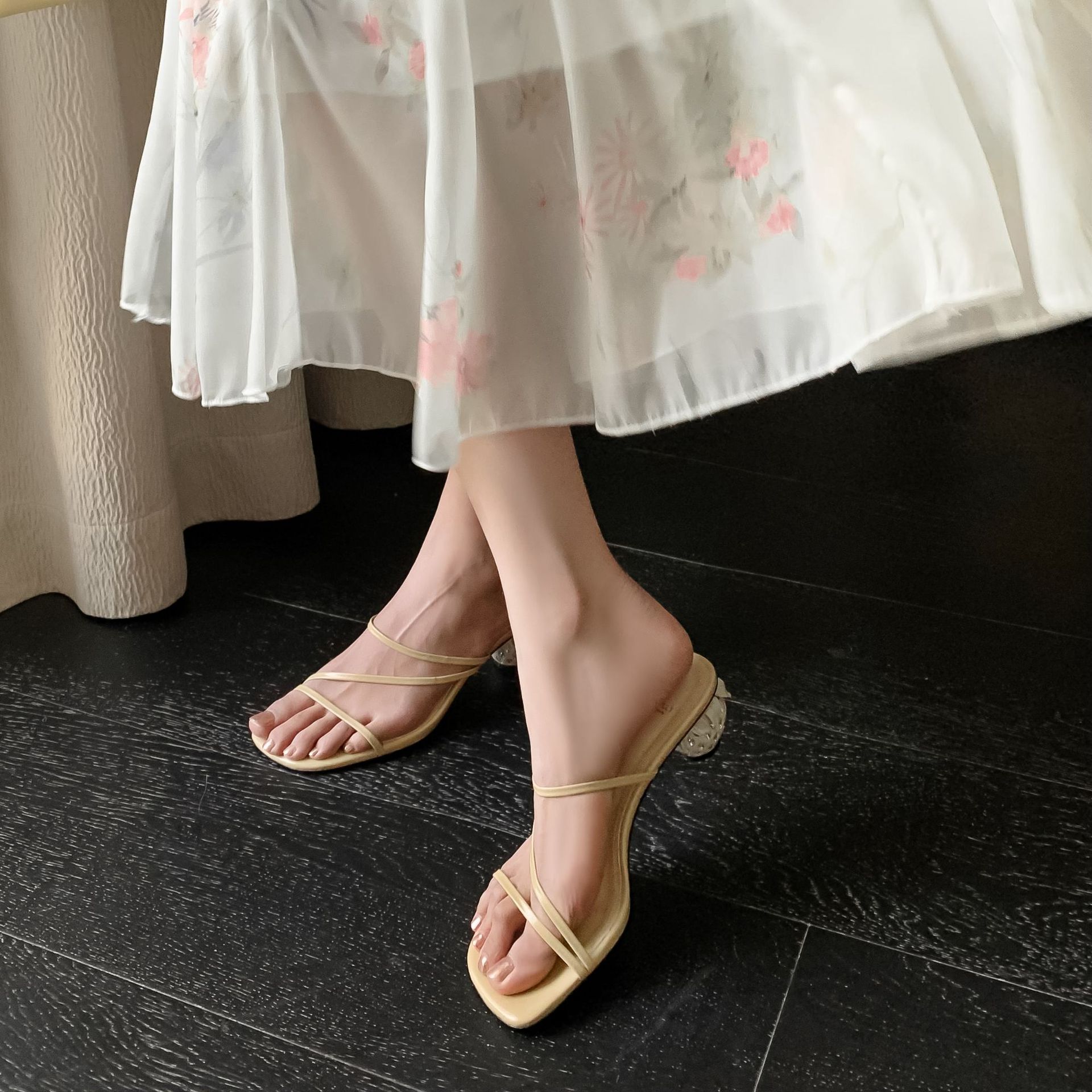 CHIKO Jayda Open Toe Block Heels Slides Sandals