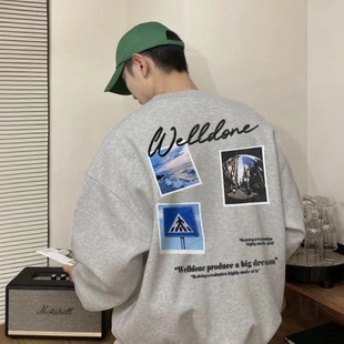 WE11DONE TRACK字母印花小众潮牌美式加绒宽松男士情侣圆领卫衣女-阿里巴巴