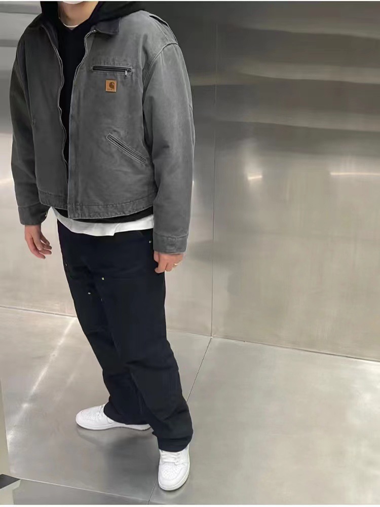 重磅J97美式重水洗秋季短宽版型底特律夹克工装拉链cleanfit外套-阿里巴巴