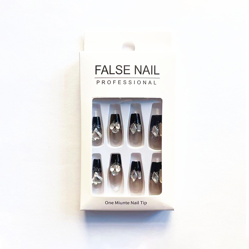 24PCS Flashing Rhinestone French Detachable Wearable Nails